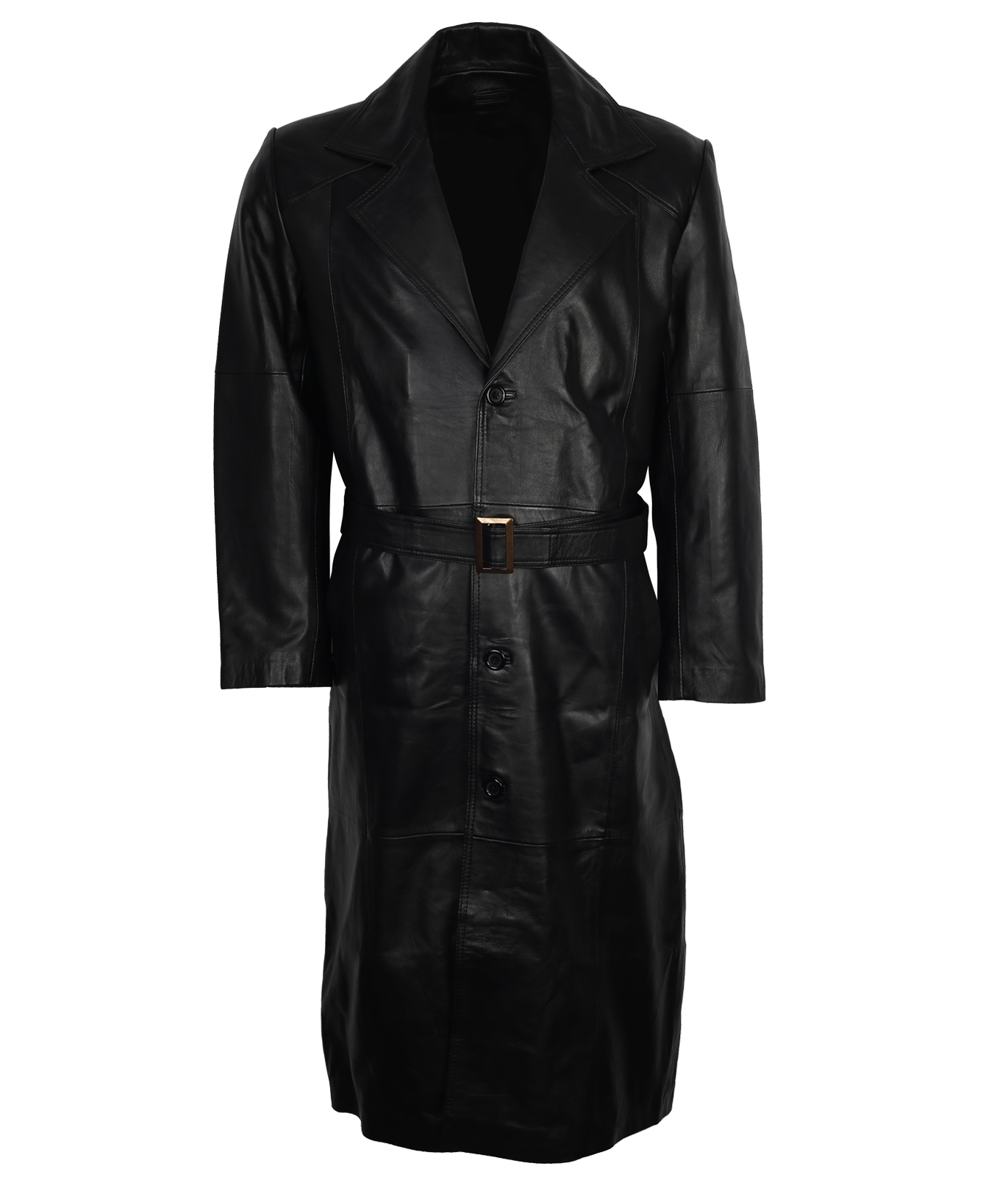 Long Black Leather Coat For Men - US BIKER JACKETS