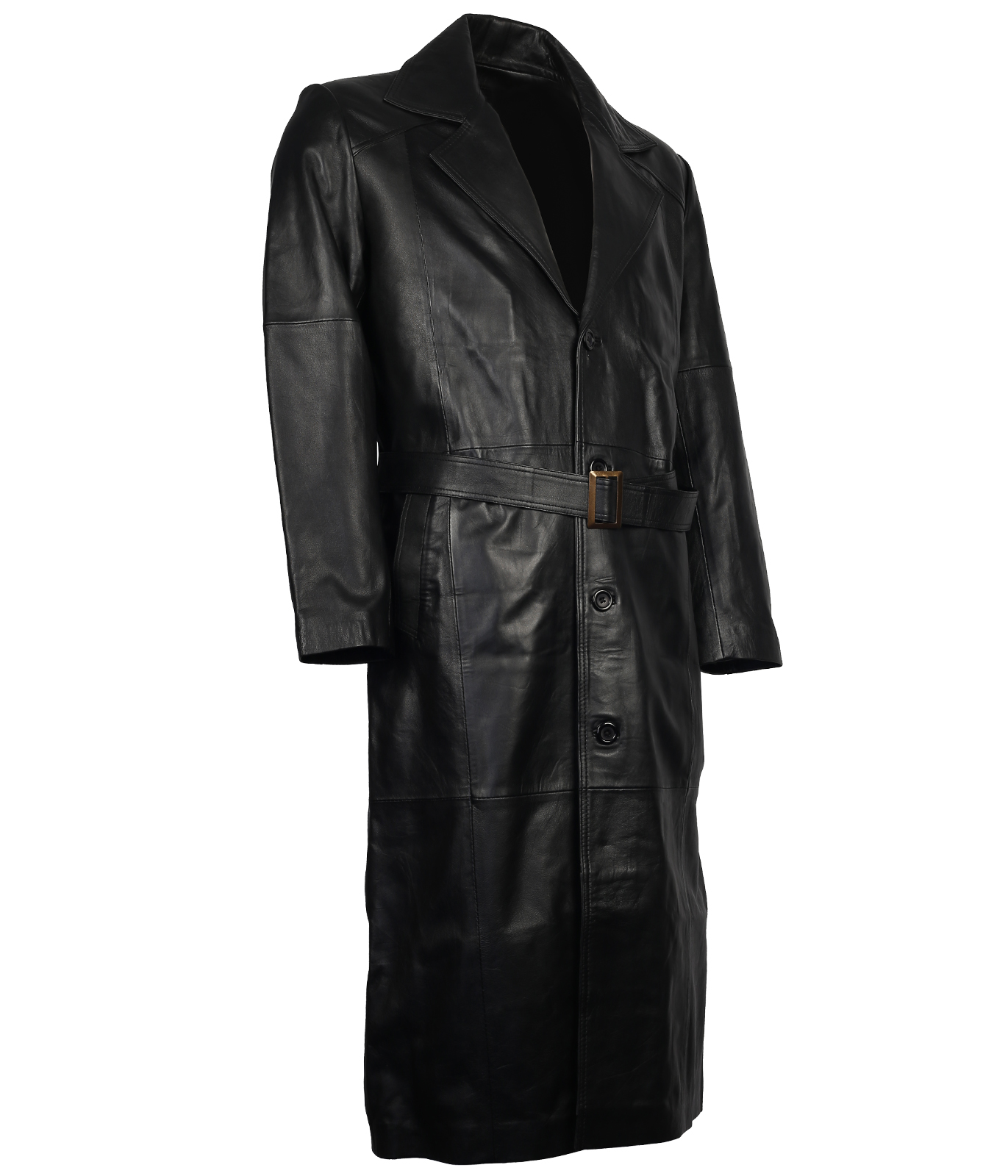 Long Black Leather Coat For Men - US BIKER JACKETS